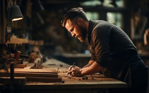 premium ai image woodworker work in workshop generative ai