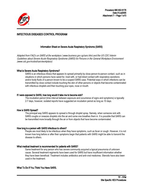 Information Sheet Of Sars Pdf Hand Washing Hygiene