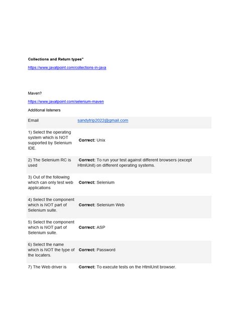 Selenium Quiz With Answers 6 Pdf Selenium Software World Wide Web