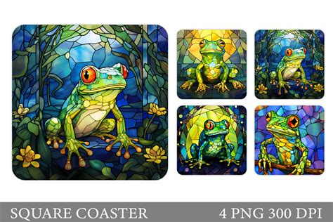 Frog Stained Glass Coaster Frog Square Coaster Design By
