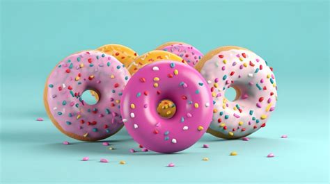 Sprinkles Colorful Sprinkled Donuts In Flight A Set Of Frosted Treats