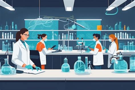Premium Photo Lab With Students Using Crispr Technology For Genetic