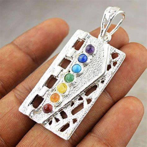 Genuine Seven Chakra Healing Pendant Natural Rectangular Shape