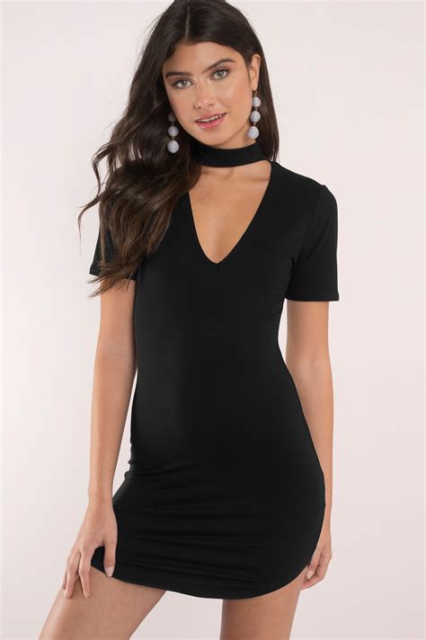 Black Dress Choker Dress Black Stretch Dress Bodycon Dress 17 Tobi Us