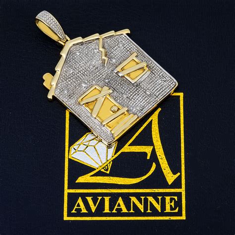 10k Yellow Gold Diamond Trap House Pendant 015 Ctw Avianne Jewelers