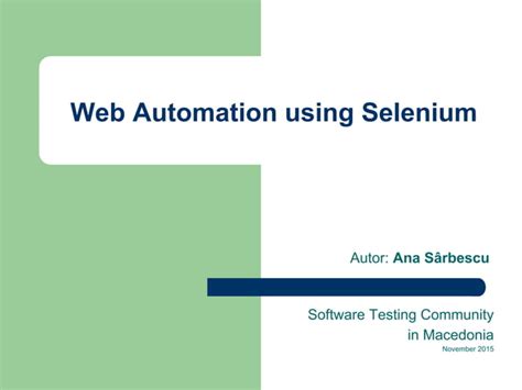 Web Automation Using Seleniumppt Web Development Internet
