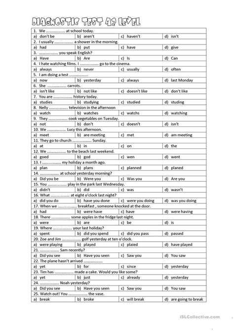 Diagnostic Test A2 Level Artofit