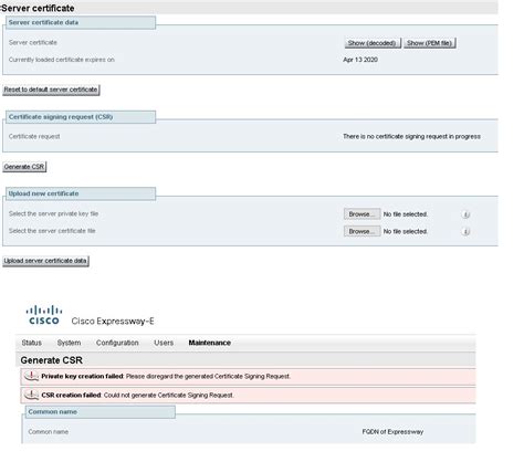 Solved Cant Generate Csr On Expressway E Cisco Community