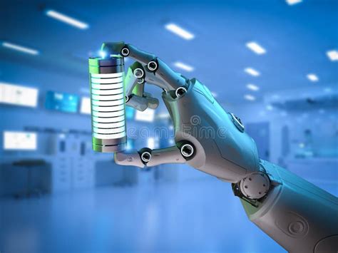 Battery Research And Development With Robot In Laboratory Stock