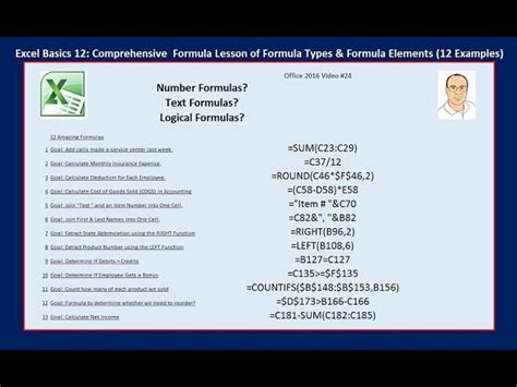 free video excel basics complete formula lesson of formula types
