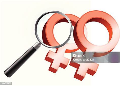 탈바꿈한답니다 레드 여성 암수구분 기호들 돋보기를 미만 돋보기 광학 기기에 대한 스톡 벡터 아트 및 기타 이미지 돋보기 광학