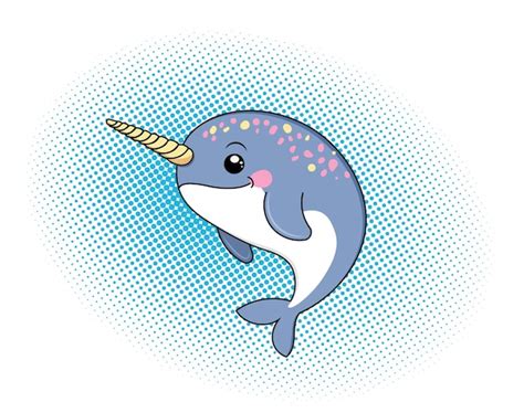 Premium Vector Cute Cartoon Narwhal Funny Kawaii Characters Vector