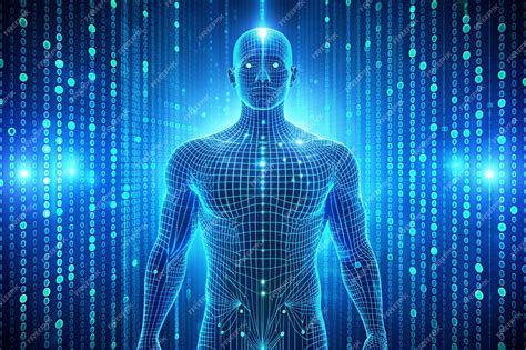 Binary Background With Digital Human Vector Illustration Premium Ai
