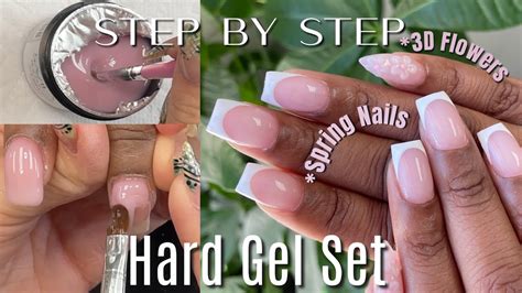 Step By Step Hard Gelbuilder Gel Full Set Of Nail French Tip And 3d