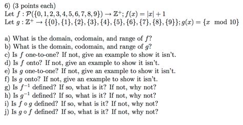 3 Points Each Let F P 0 1 2 3 4 5 6 7 8 9 Chegg Com
