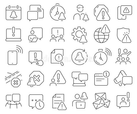Notification Line Icons Collection Thin Outline Icons Pack Stock