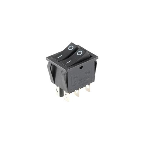 Doppelter Rechteckiger Wippschalter Schwarz 250V 15A AMPUL Eu