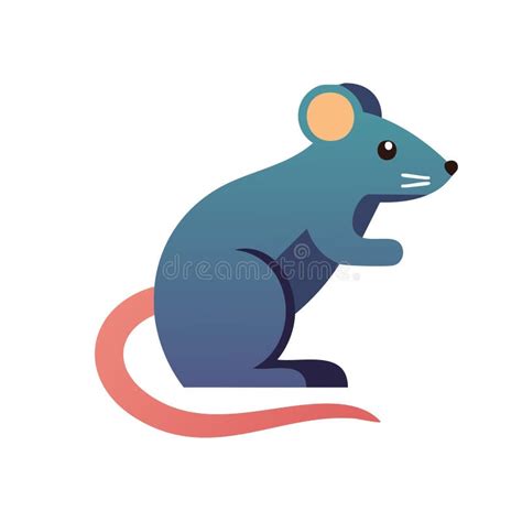 Stylized Blue Mouse With Coral Tail Sitting Calmly Stock Vector Illustration Of Domestic