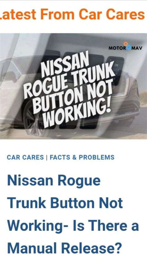 Nissan Rogue Trunk Button Not Working Is There A Manual Release Car Mechanic Automotive
