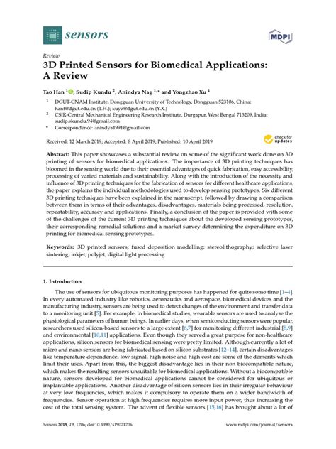 3d Printed Sensors For Biomedical Applications A Review Pdf 3 D Printing Biosensor