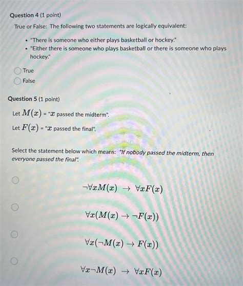 Solved True Or False The Following Two Statements Are