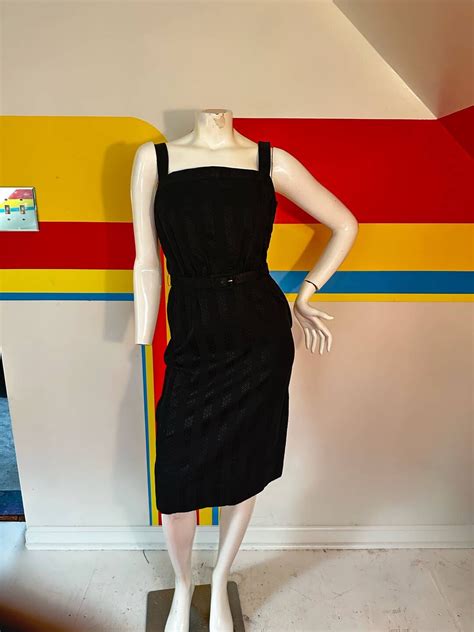 1960s Vintage Black Cotton Sundress By Lanz Sz Xs Xxs Sleeveless