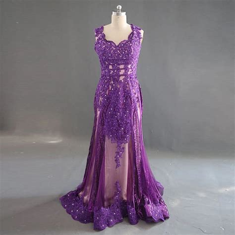 Long Purple Mermaid Prom Dresses