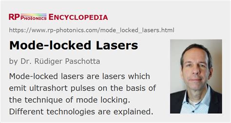 Mode Locked Lasers Ultrashort Pulses Modelocked Picosecond Femtosecond Lasers