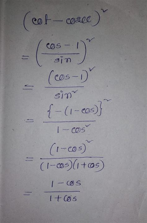 Prove That Cot Cosec Cos Cos Brainly In