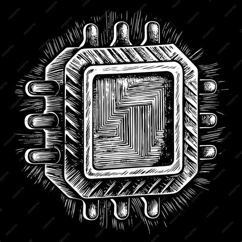 Intricate Microchip Design With Engraved Texture On Black Background