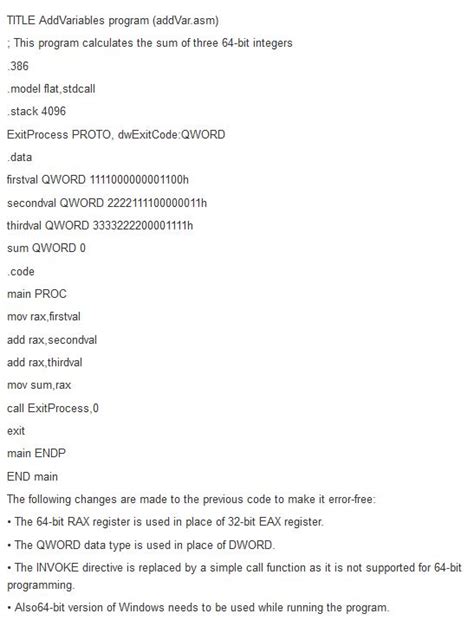 solved title addvariables program addvar asm this