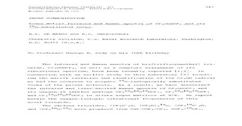 Argon Matrix Infrared And Raman Spectra Of Cf3ooocf3 And Its 18o Substituted Forms [pdf Document]