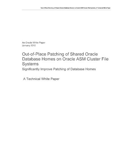 Pdf Out Of Place Patching Of Shared Oracle Database Homes On Oracle