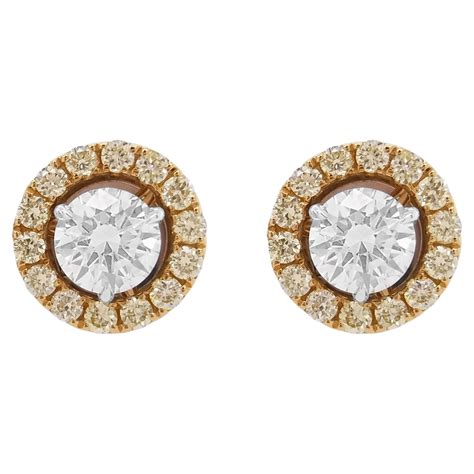 Certified Oval Shape Yellow Diamond Earrings Made In 18k Gold For Sale