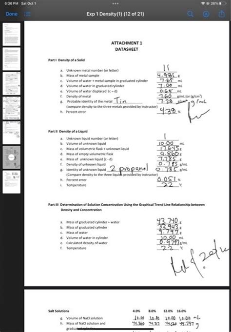 Solved Use The Density To Determine The Concentration Chegg