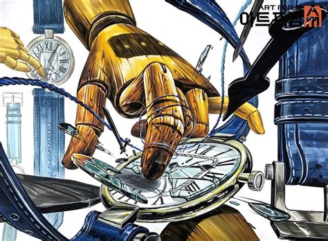 목각손 손목시계 4시간 리얼시험작 그림 디자인 그림 손목 시계