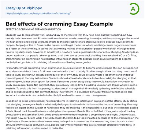 Bad Effects Of Cramming Essay Example