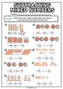 Free Subtracting Mixed Numbers Worksheets Teach Prints