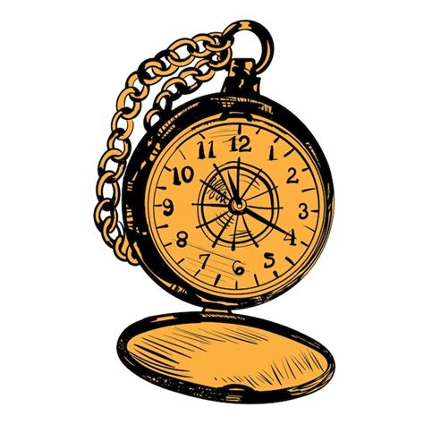 Ilustración De Reloj De Bolsillo Vintage Vector Premium
