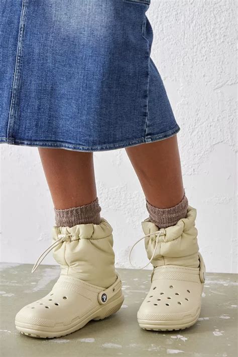 Crocs Classic Lined Neo Puff Bone Boots Urban Outfitters Uk