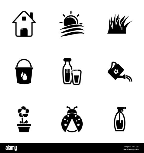 Set Of Simple Icons On A Theme House Plot Farming Farming Vector