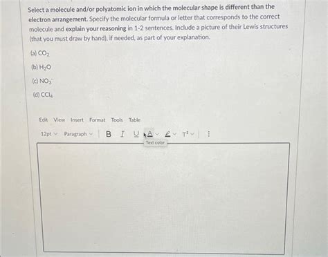 Solved Select A Molecule And Or Polyatomic Ion In Which The