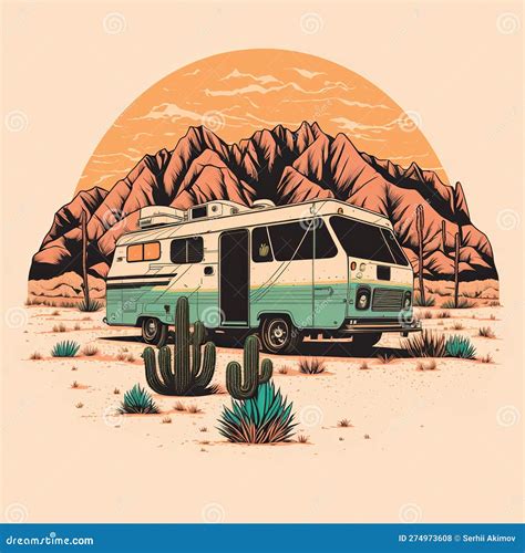 Ai Generated Generative Ai Vintage Retro Camper Rv Home Truck
