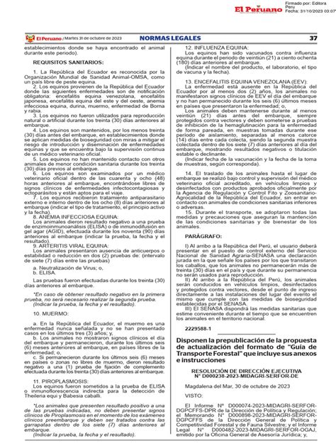 Publicacion Oficial Diario Oficial El Peruano Pdf Regulación Fauna