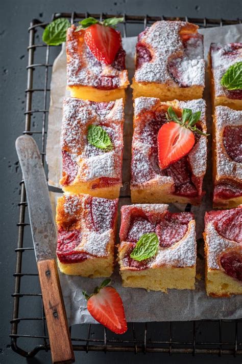 Homemade Strawberry Sponge Cake Made Of Strawberries And Lemon Stock