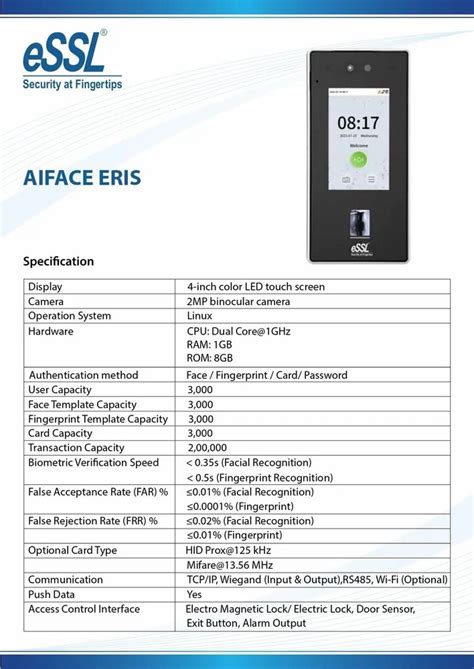 Essl Aiface Eris Biometric Attendance System At ₹ 18800 Piece Essl Biometric System In