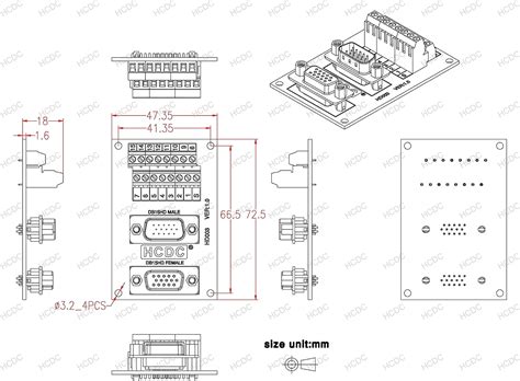 D SUB Male Female Breakout Board Terminal Block Interface Module DB15HD BigaMart