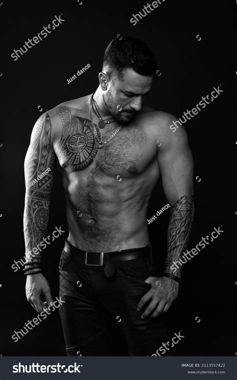 Muscular Torso Jewelry Real Men Bearded Stock Photo 2113557422 Shutterstock