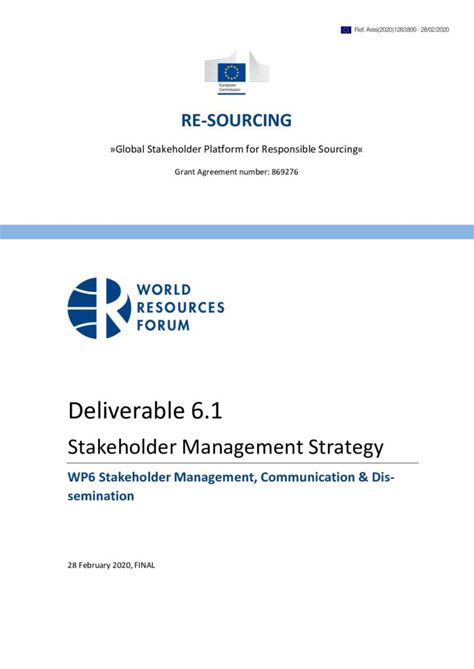 Stakeholder Management Strategy Re Sourcing Project