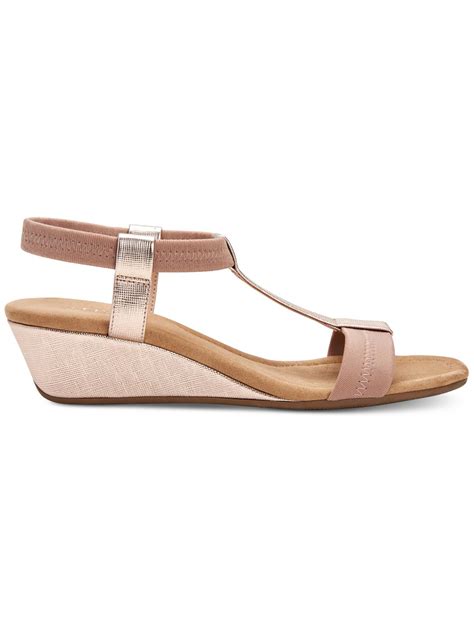 Alfani Womens Beige Textured Metallic Stretch Cushioned Goring Voyage